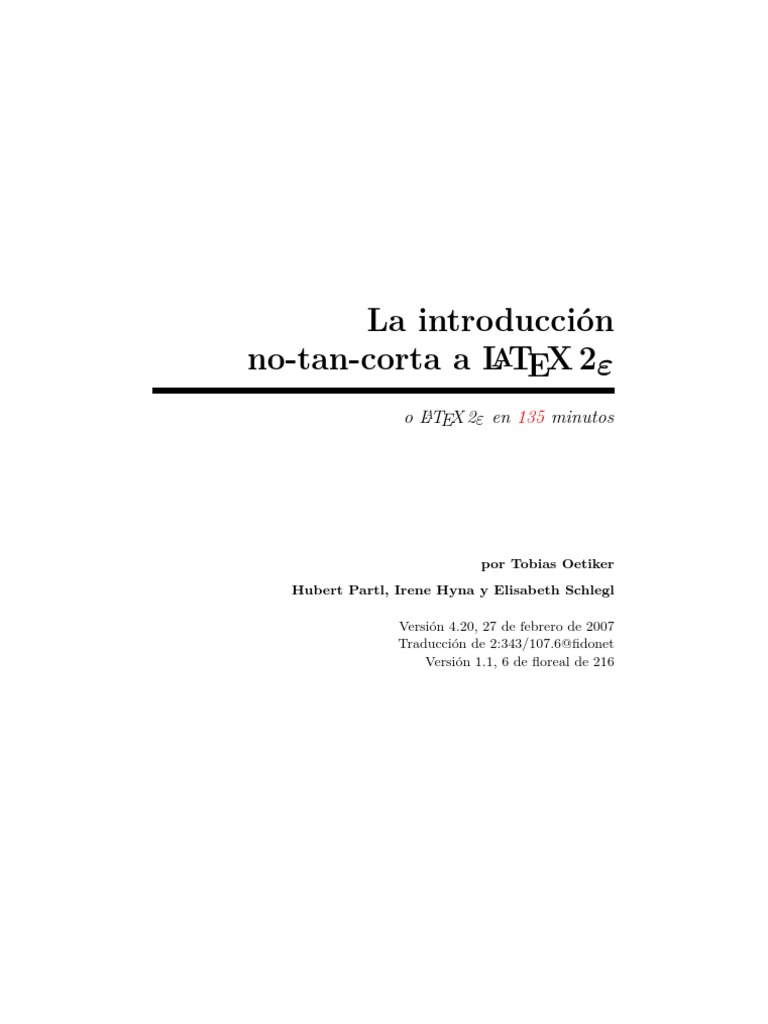 La Introduccion No-Tan-Corta A Latex 2e | PDF