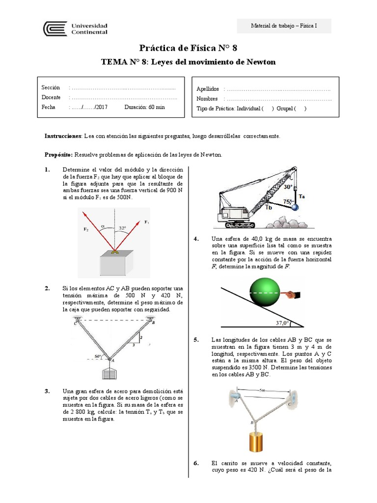 Práctica Dirigida Leyes de Newton | PDF | Las leyes del movimiento de ...