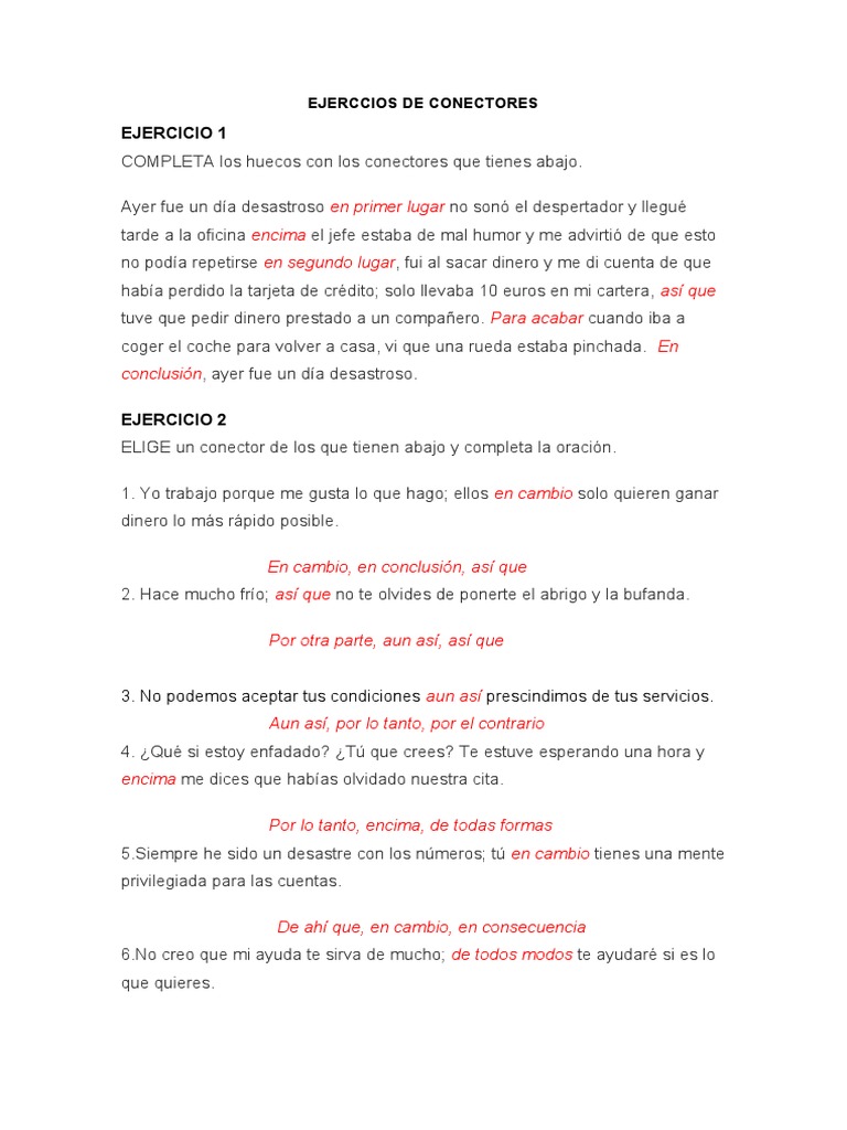 Ejercicio de Conectores | PDF