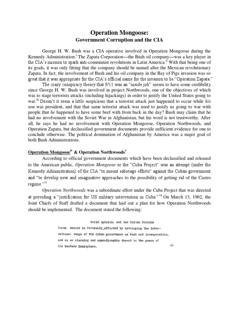 Operation Mongoose Government Corruption and The CIA | PDF