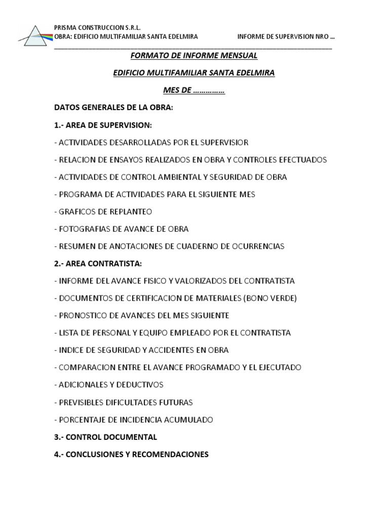 Formato de Informe Mensual | PDF