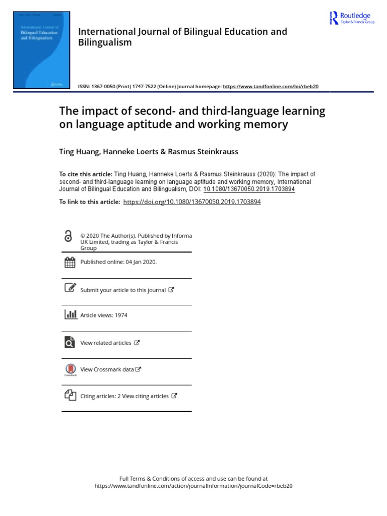 The Impact of Second and Third Language Learning On Language Aptitude ...