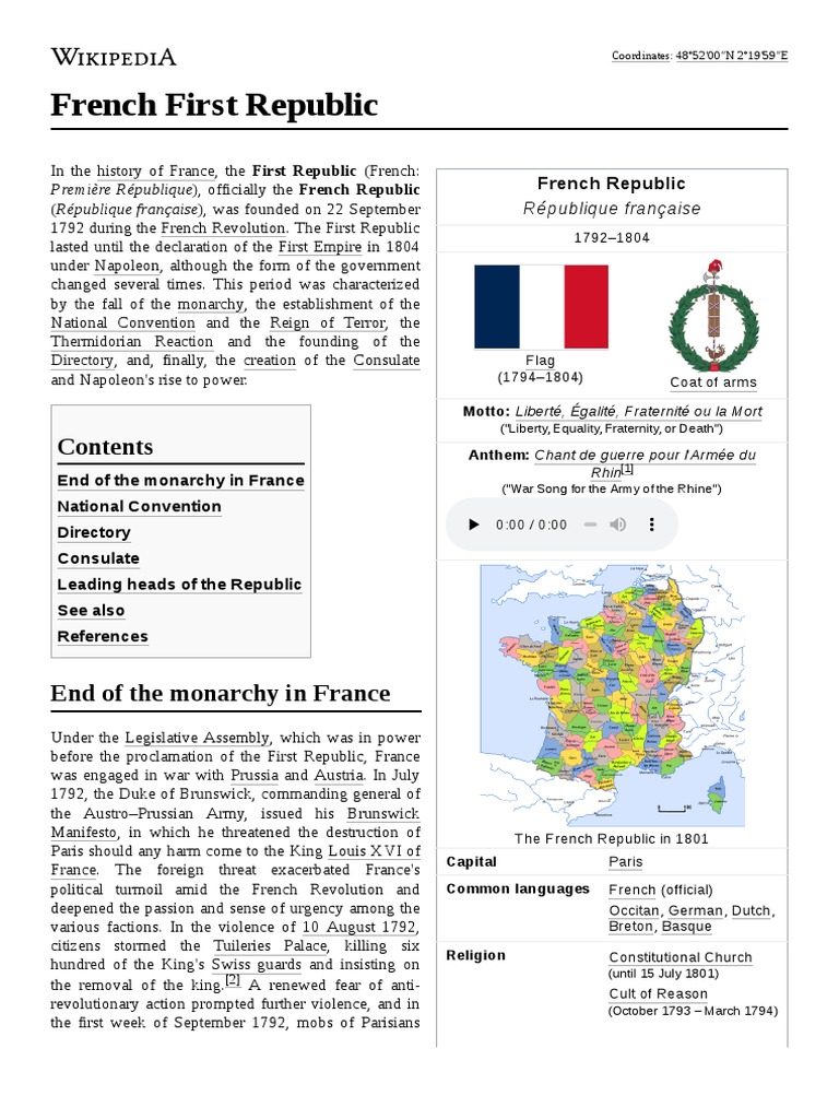 French First Republic | PDF | Wars Of Independence | France