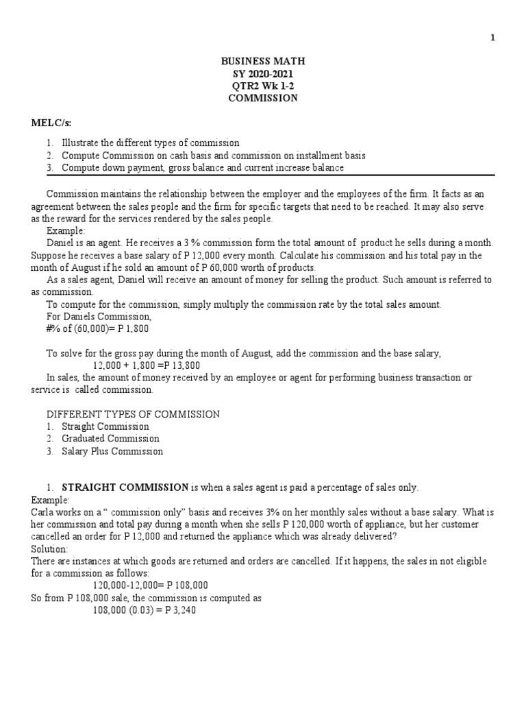 Bus Math11 Slo QTR2-WK 1 - 2 | PDF | Banks | Interest