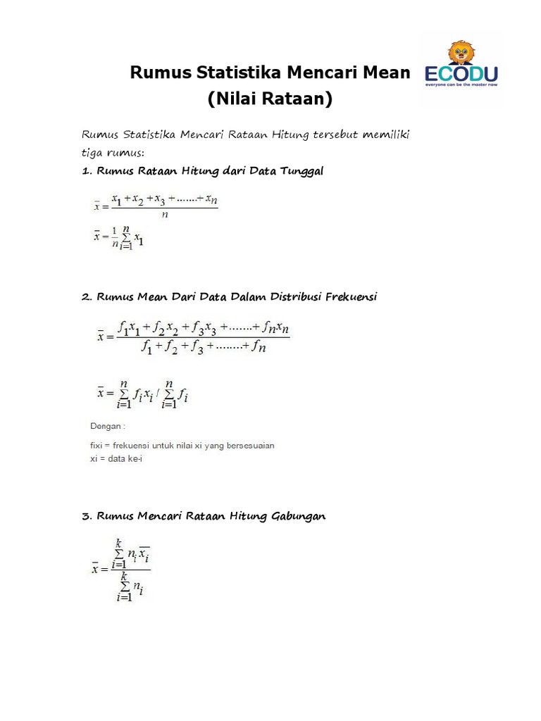 Rumus Statistika Dasar PDF | PDF | Komputer