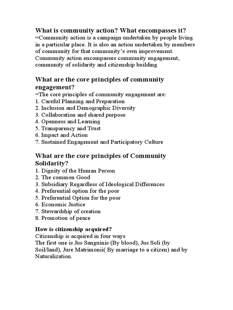 What Is Community Action? What Encompasses It?: How Is Citizenship ...