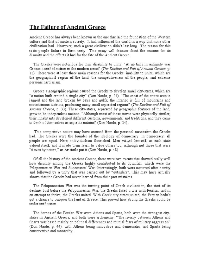 The Failure of Ancient Greece | PDF | Peloponnesian War | Ancient Greece