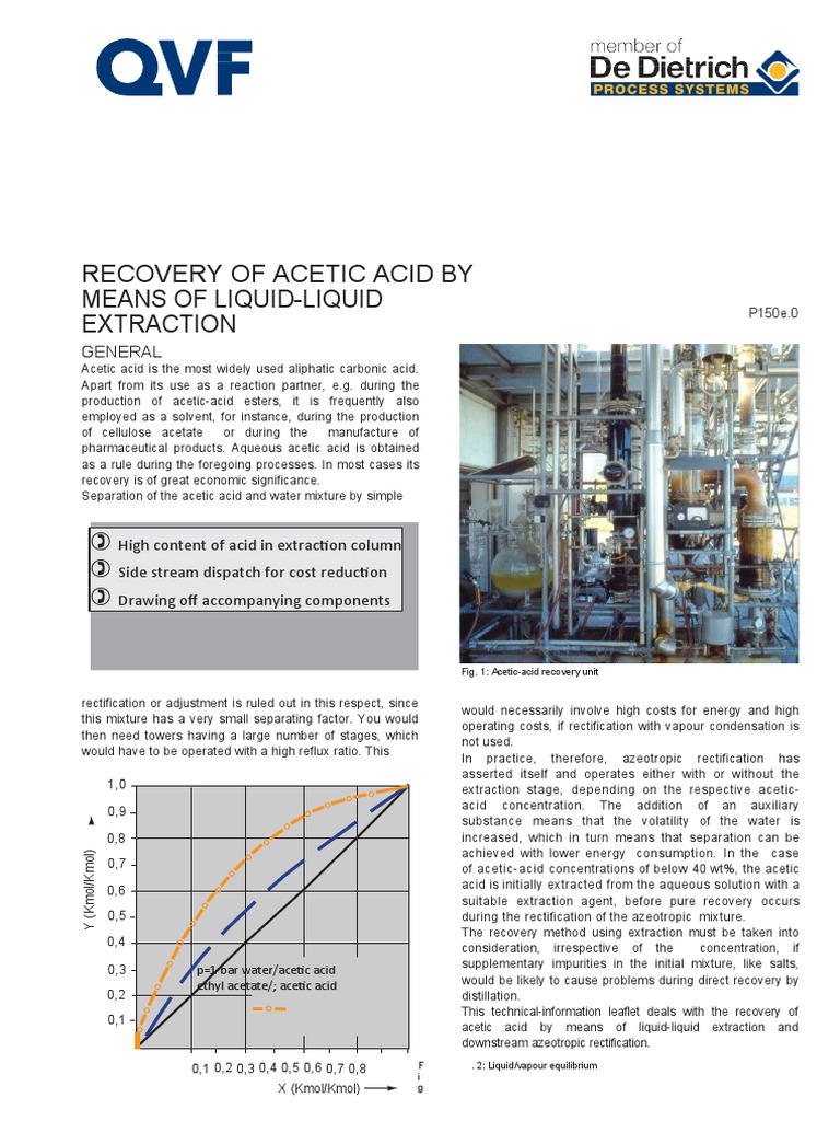 Recovery of Acetic Acid by Means of Liquid-Liquid Extraction | PDF ...
