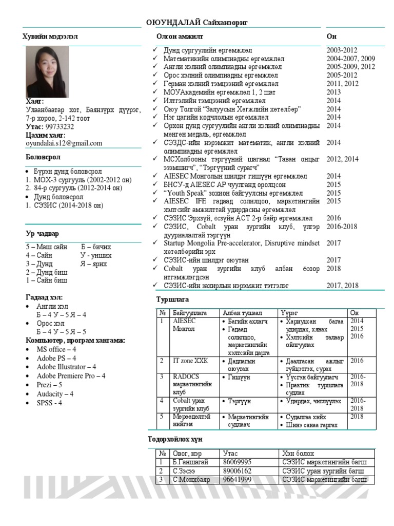 Mongol CV Oyundalai PDF | PDF