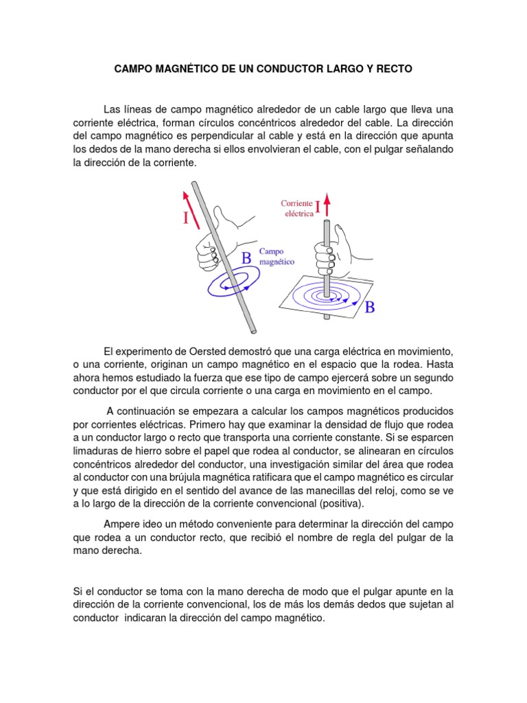Campo Magnético de Un Conductor Largo y Recto | PDF | Campo magnético ...