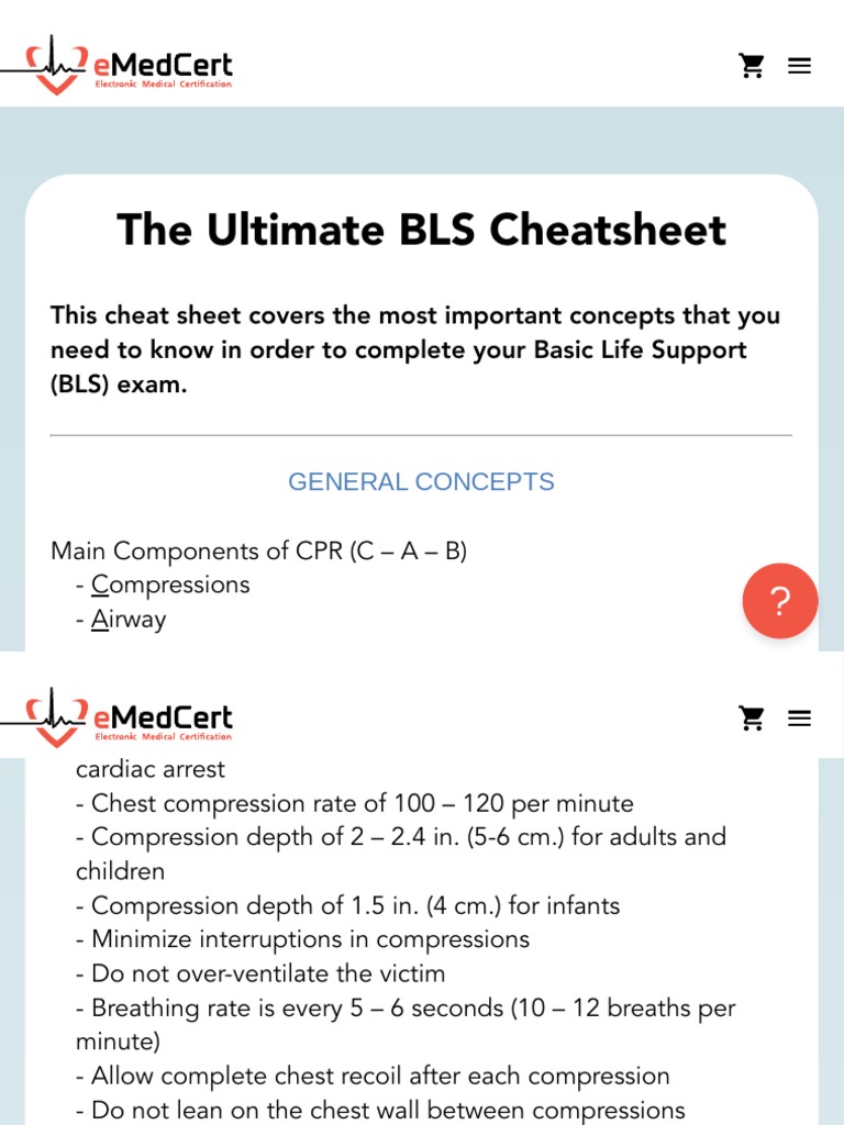 The Ultimate BLS Cheatsheet | Download Free PDF | Cardiopulmonary ... The Ultimate BLS Cheatsheet | Download Free PDF | Cardiopulmonary ...