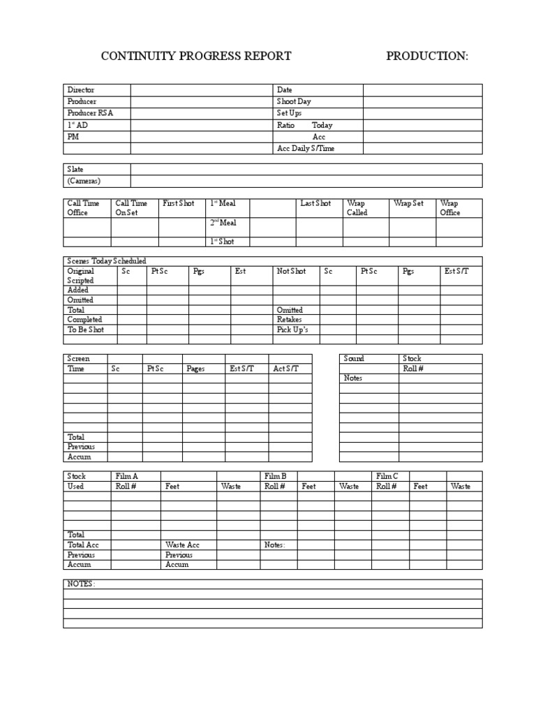 Film Production Continuity Report | PDF