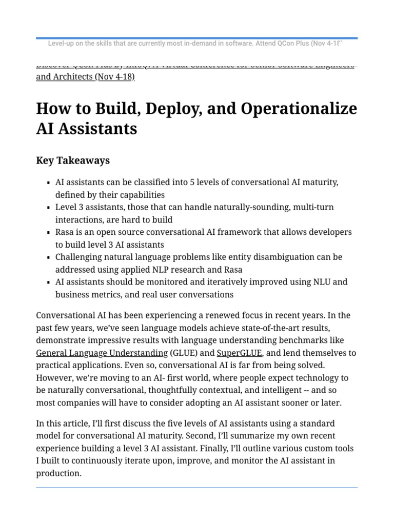 How To Build, Deploy, and Operationalize AI Assistants | PDF ...