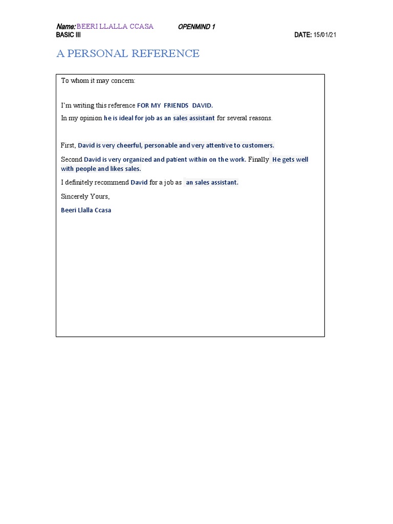 A - PERSONAL - REFERENCE (3) Bero | PDF