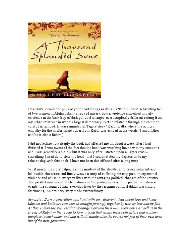 A Thousand Splendid Suns: A Synopsis | PDF