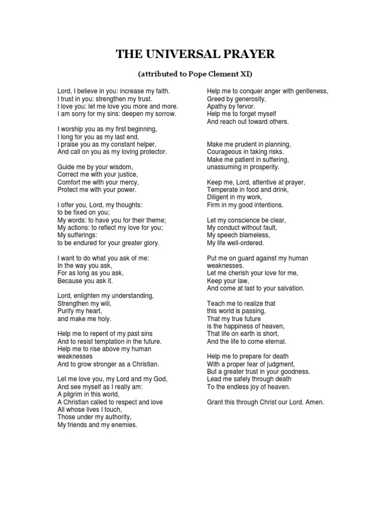 The Universal Prayer PDF | PDF | Seven Deadly Sins | Christianity