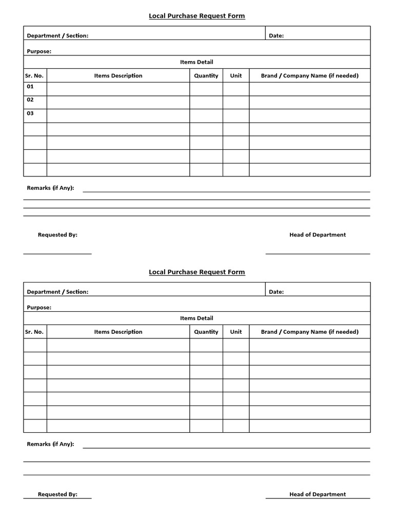 Local Purchase Request Form | PDF