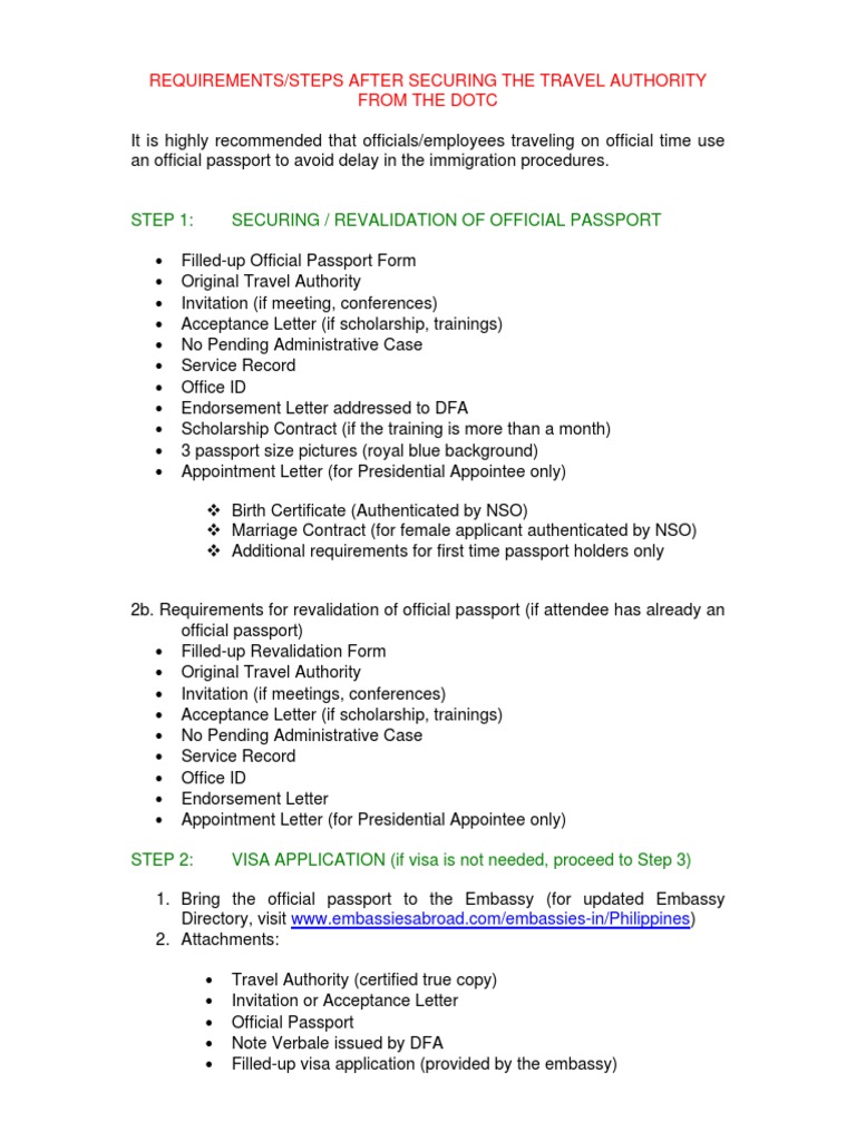 Travel Authority Steps for Official Trips | PDF | Travel Visa | Passport