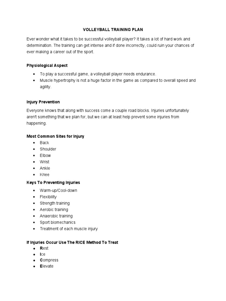 Volleyball Training Plan | PDF | Strength Training | Physical Fitness