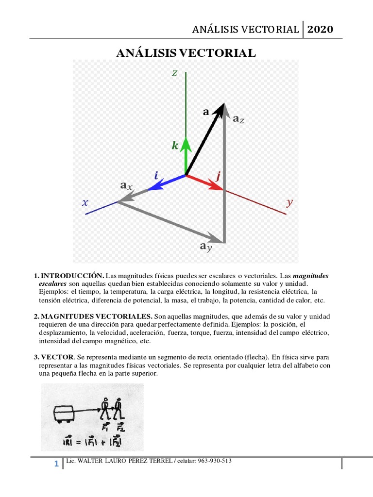 ANALISIS VECTORIAL Escolar (Reparado) PDF | PDF | Vector Euclidiano | Escalar (Matemáticas)