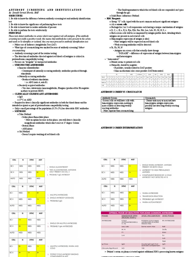 Antibody Screening and Identification Guide | PDF | Antibody | Blood Plasma