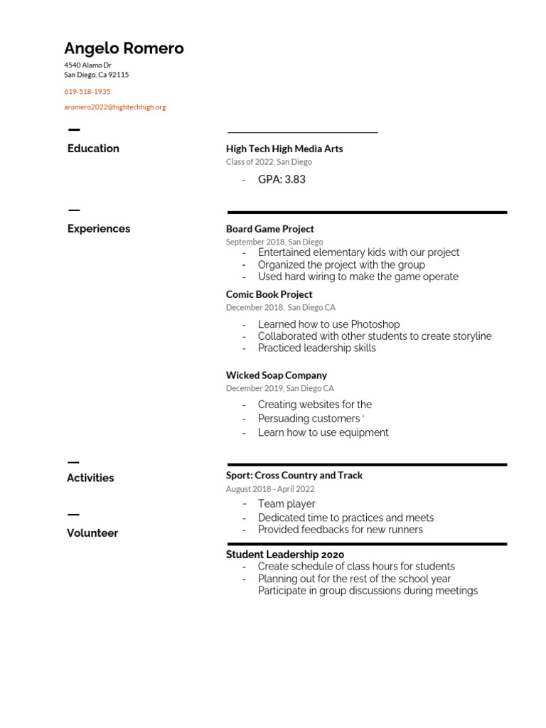 Resume - Angelo | PDF | Art