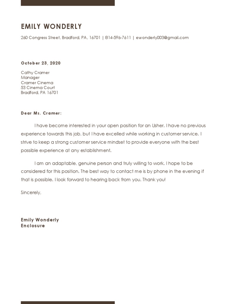 Final Cover Letter | PDF | Home & Garden