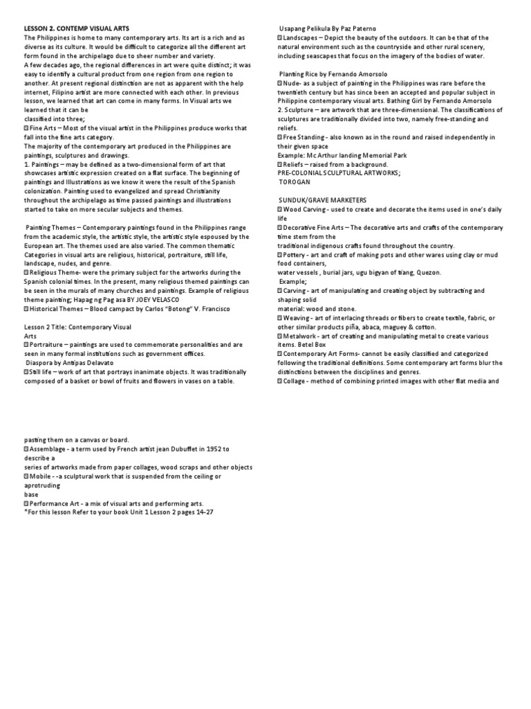 Lesson 2. Contemp Visual Arts | PDF | Social Science | Art