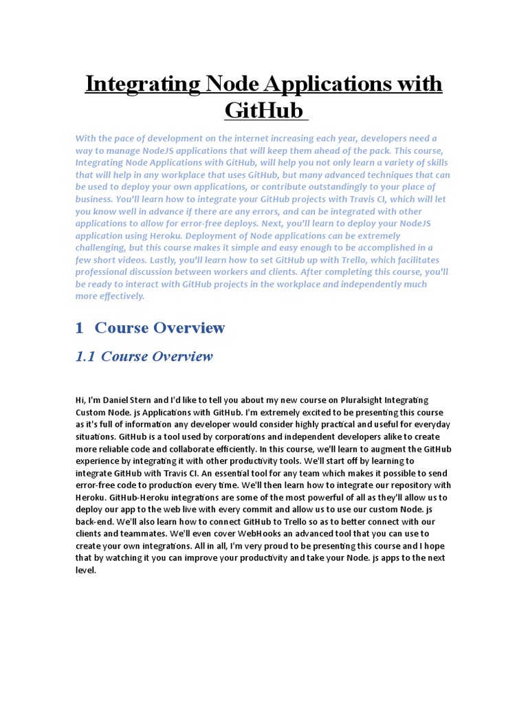 Integrating Node Applications With Github Pdf Software Repository Web Application