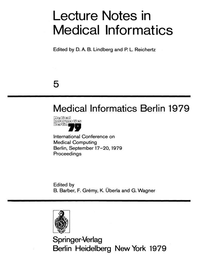 Lecture Notes in Medical Informatics | PDF | Health Informatics | Medicine