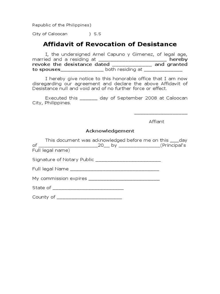 Affidavit of Revocation | PDF | Legal Remedy | Injunction