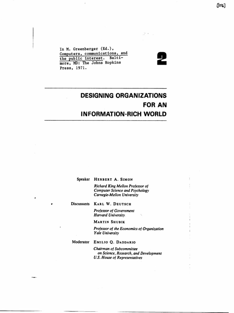 Designing Organizations For An Information Rich World | PDF | Ddt ...