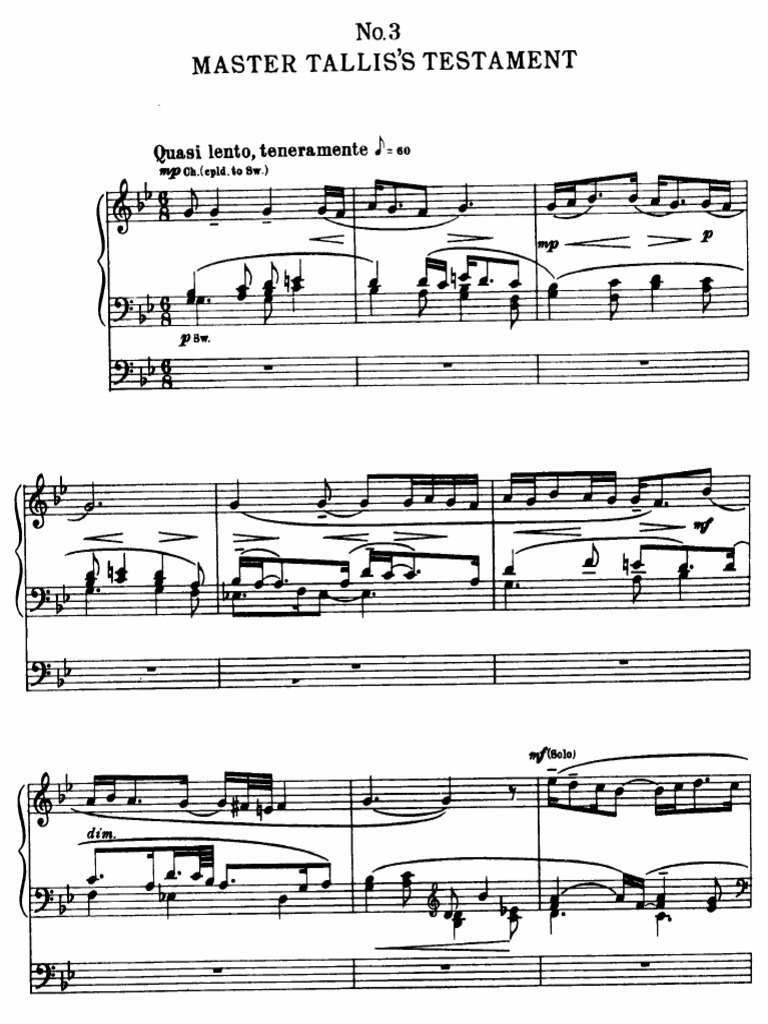 HOWELLS Master Tallis Testament | PDF