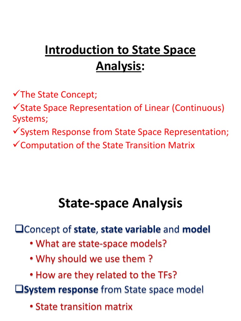 Introduction To State Space Analysis | PDF | Control Theory | Teaching ...
