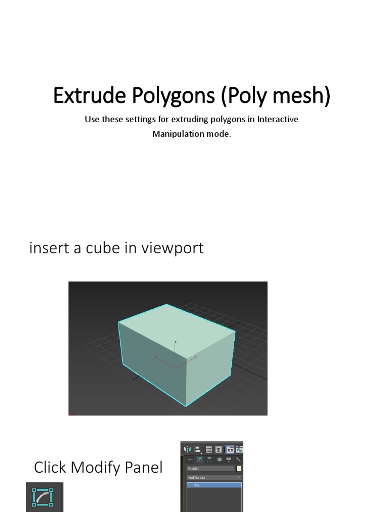 Extrude Polygons (Poly Mesh) : Use These Settings For Extruding ...