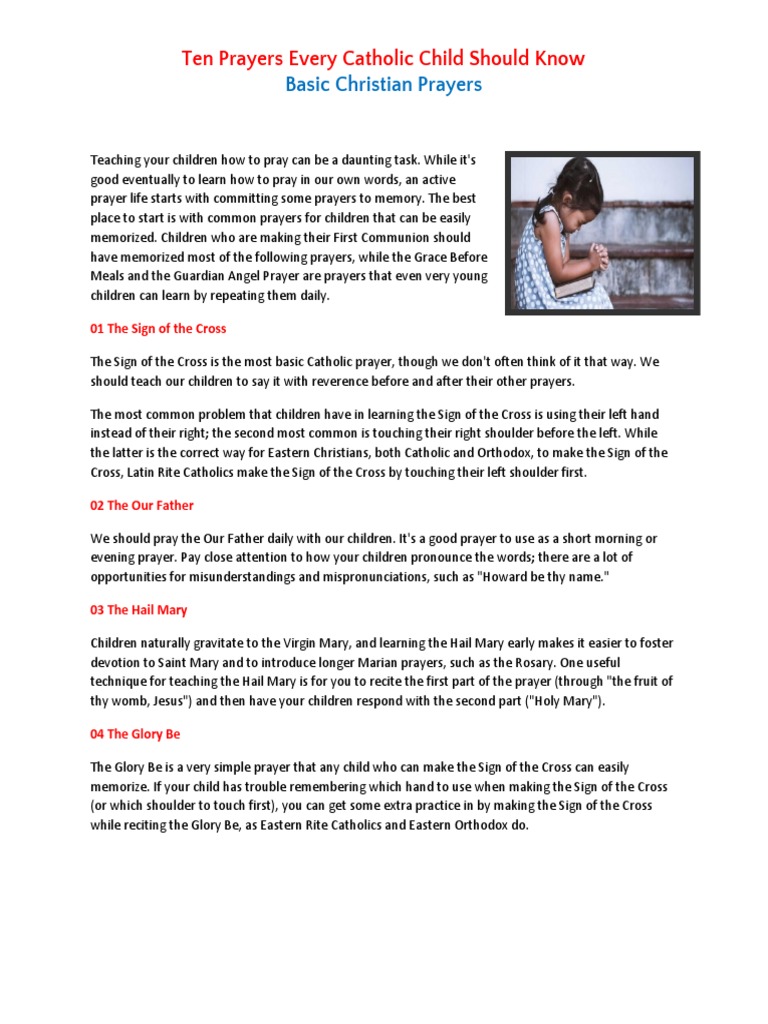 Ten Prayers Every Catholic Child Should Know | PDF | Prayer | Catholic ...