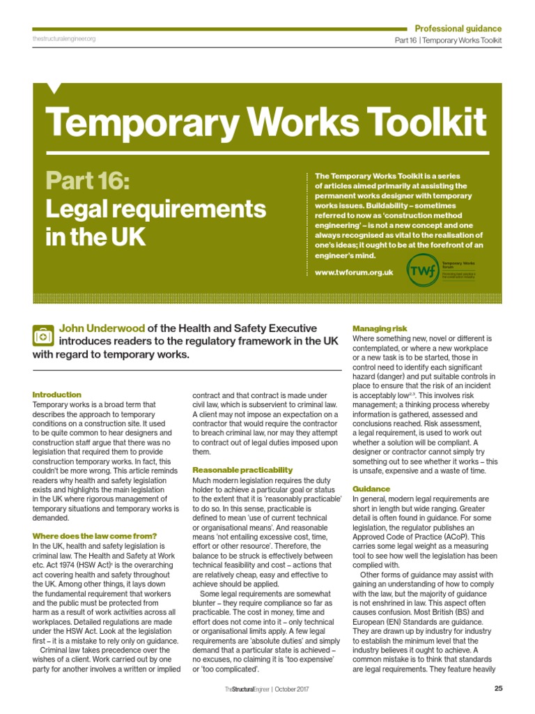 Temporary Works Toolkit: Legal Requirements in The UK | PDF | Temporary ...