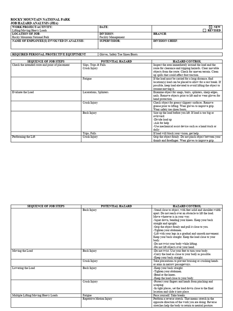 JHA Lifting-Moving Heavy Objects - ROMO | Download Free PDF | Personal ...