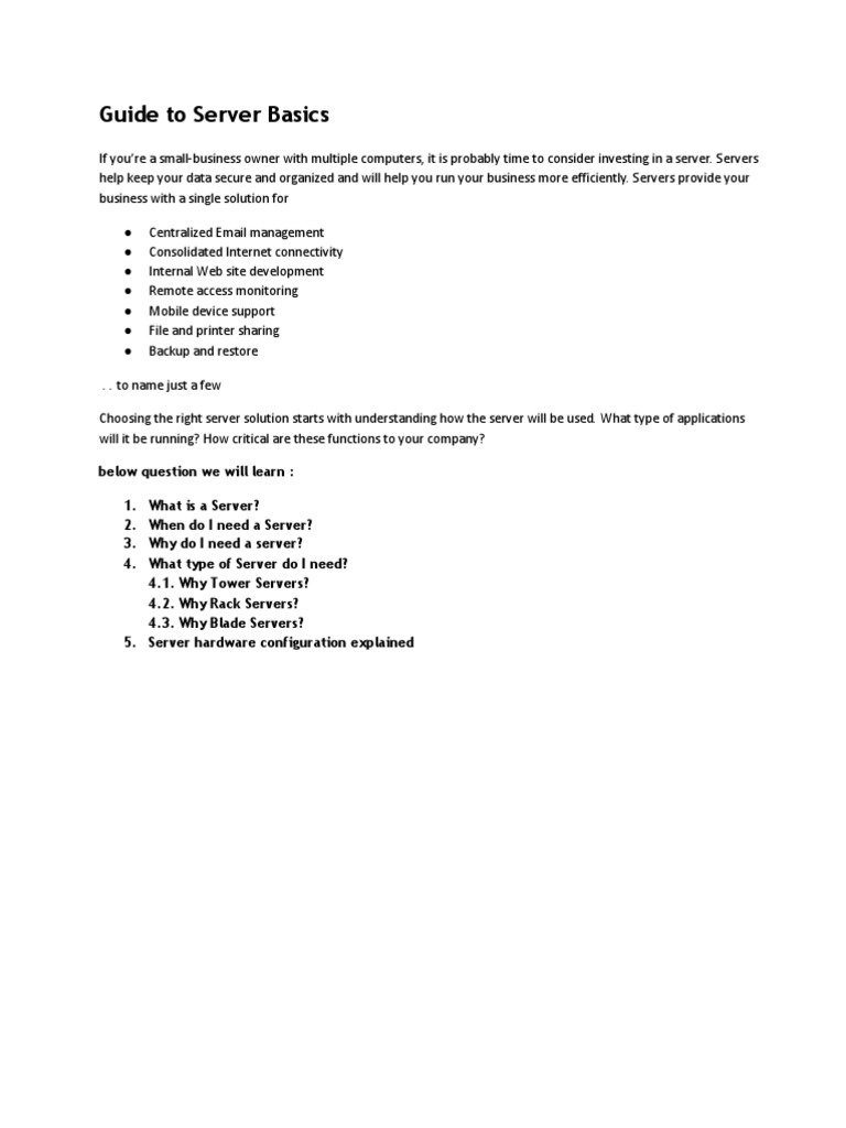 A Guide To Server Basics | PDF | Central Processing Unit | Server ...