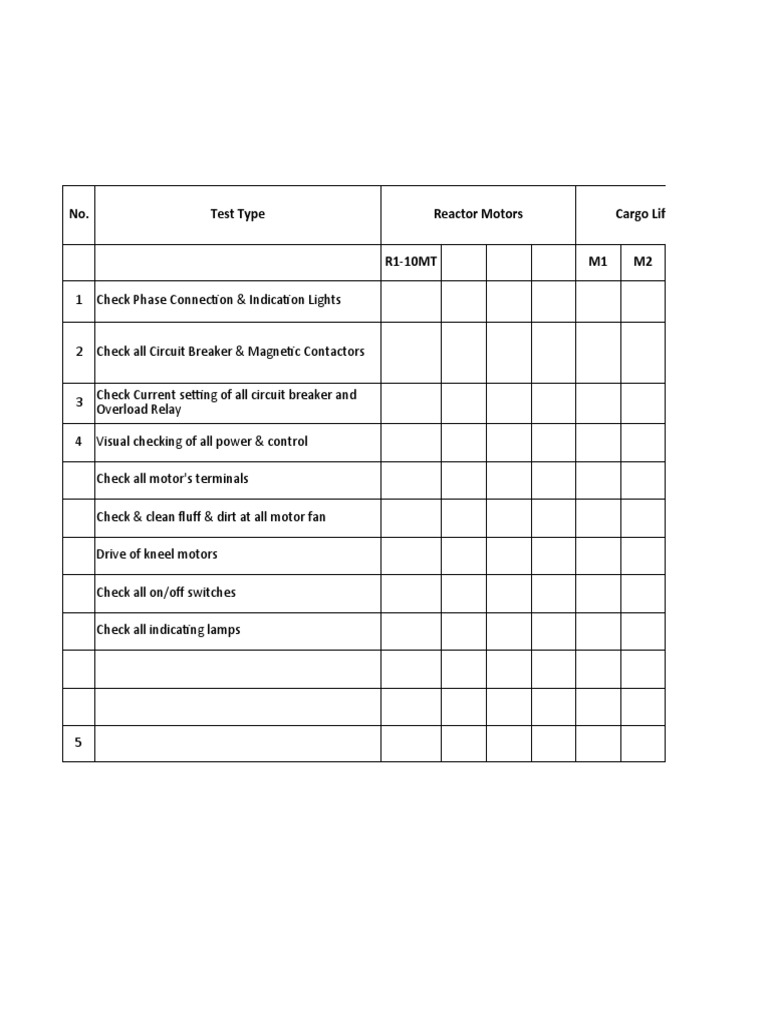 Motors Preventive Mentinance Sheet | PDF | Electric Motor | Pump