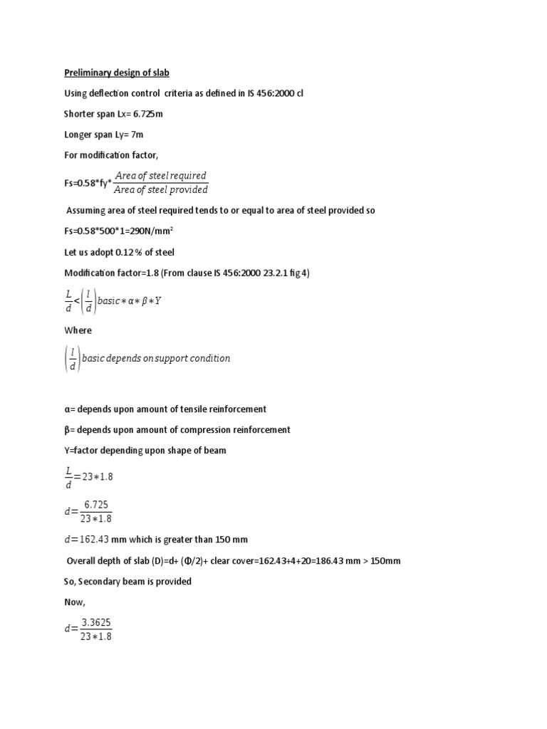 Preliminary Design of Slab | PDF | Beam (Structure) | Structural Engineering