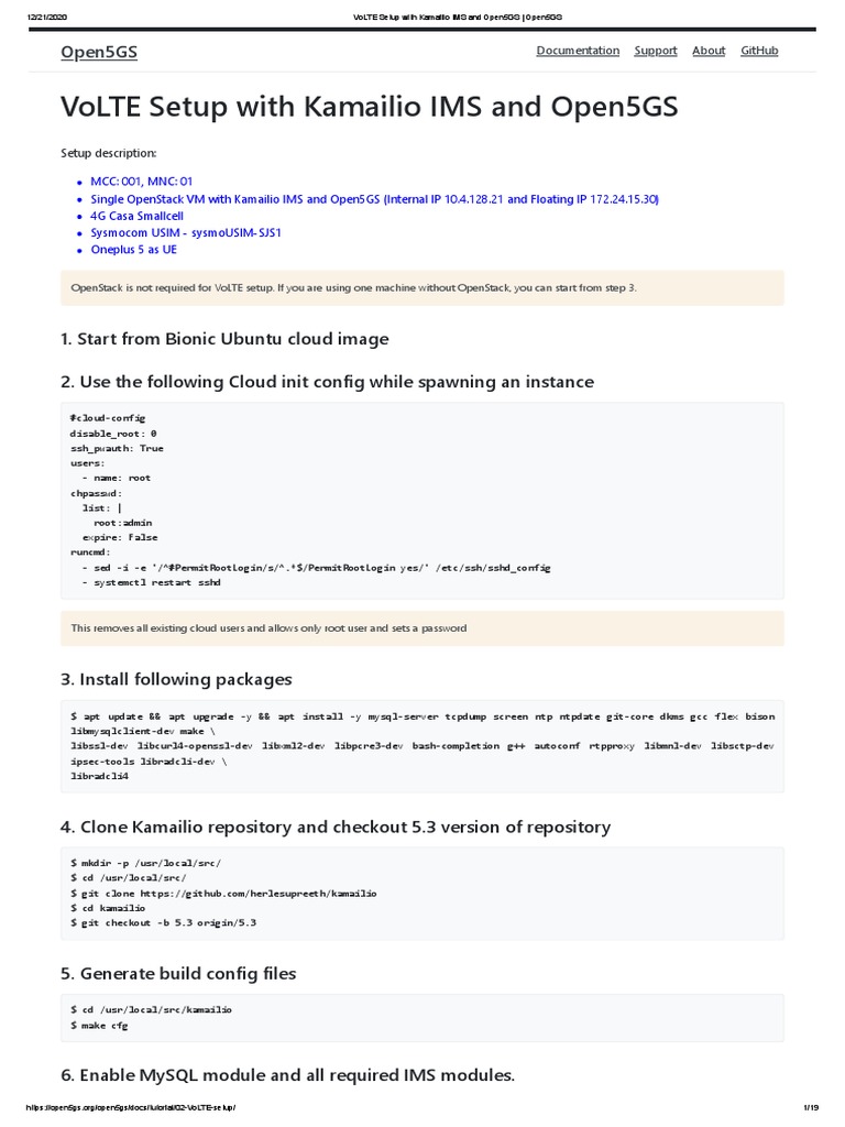 VoLTE Setup With Kamailio IMS and Open5GS - Open5GS | PDF | Ip Multimedia Subsystem | Domain ...