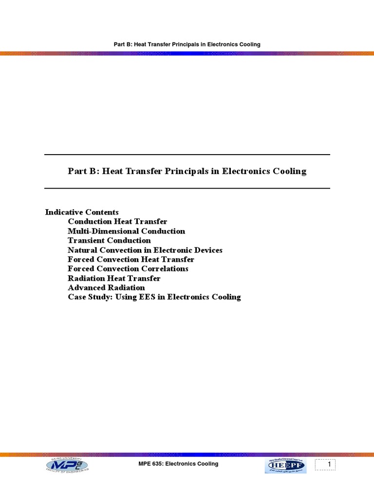 Part B: Heat Transfer Principals in Electronics Cooling | PDF | Thermal ...