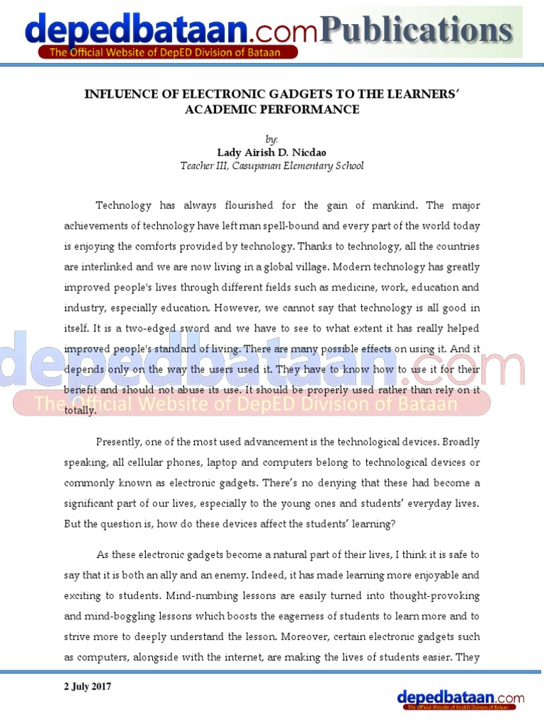 Effects of Gadgets on Student Learning | PDF | Internet | Human Nature