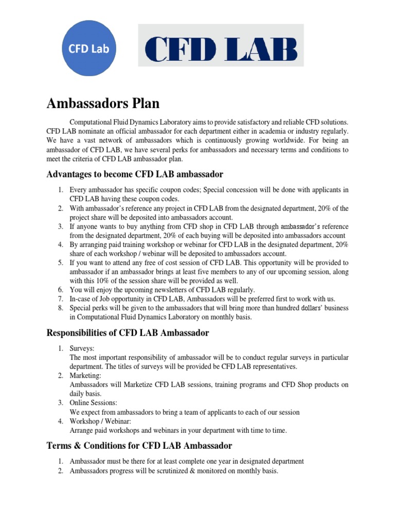 CFD LAB Ambassadors Plan | PDF