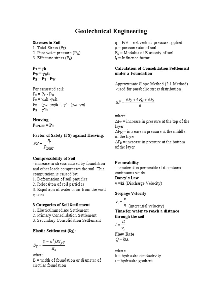Geotechnical Engineering Principles for Soil Stress, Settlement ...