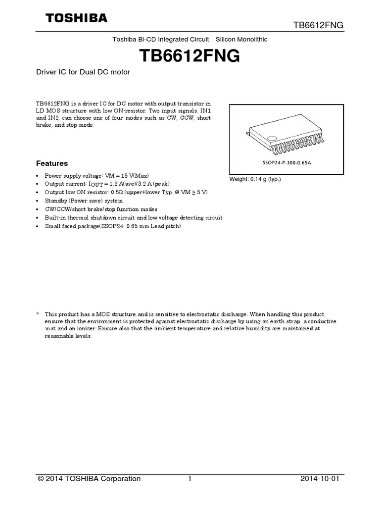 TB6612FNG Datasheet en 20141001 PDF | PDF | Power Supply | Reliability Engineering