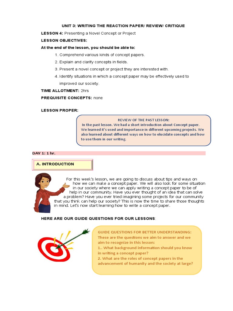 Lesson 9 - Presenting A Novel Concept | PDF | Concept | Question