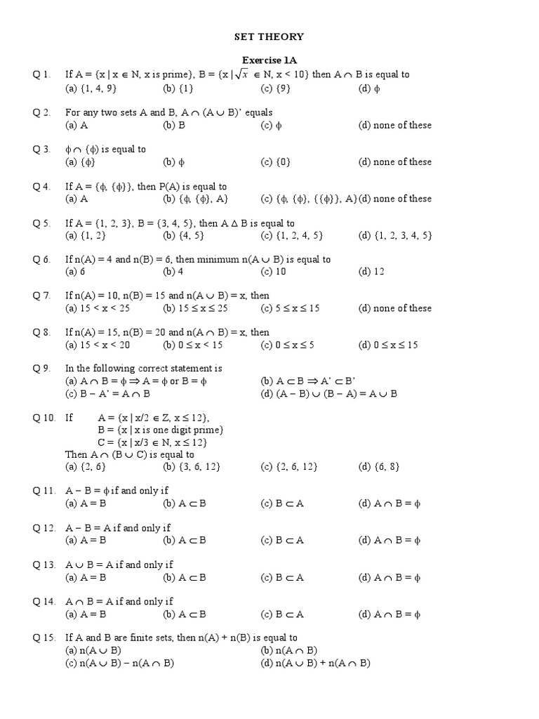 01 Set Theory | PDF | Numbers | Mathematical Concepts