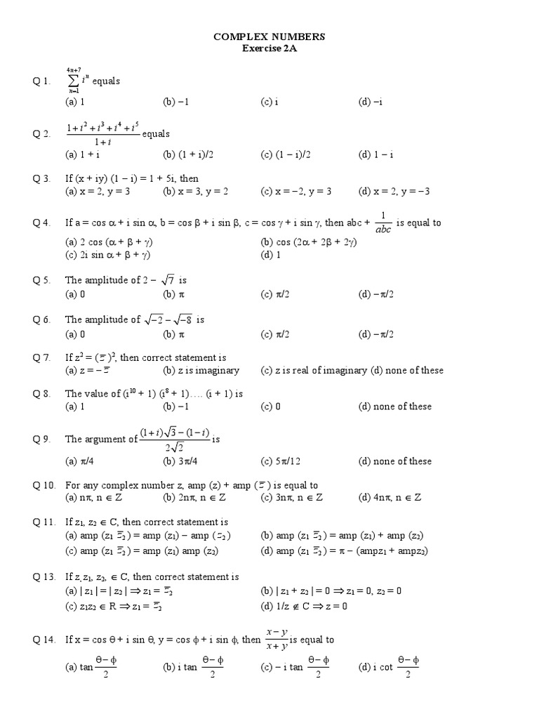 02 Complex Numbers | PDF | Complex Number | Triangle
